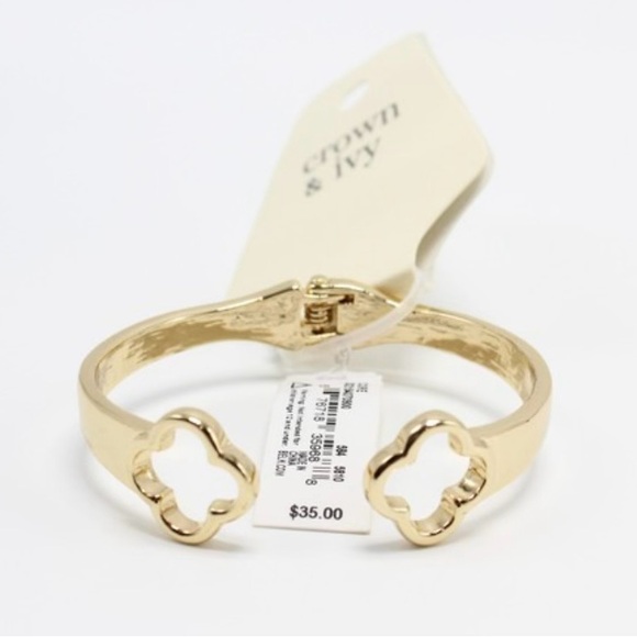 crown & ivy | Jewelry | Crown And Ivy Gold Tone Hinged Open Bangle ...